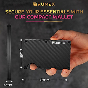 RUMEX Men’s Metal Wallet & Card Holder - RFID Blocking Anti-Theft Slim Wallet for Men - Sleek & Minimalist Metal Design - Men’s Card Organizer & Money Clip - BLACK CARBON FIBER
