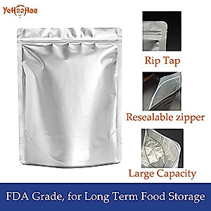 Yehaahaa 52 PCS 7x10 Inch Mylar Bags Extra Thick, 9.84 Mil, Mylar Bags For Food Storage, Resealable Mylar Ziplock Bags For Storing Dehydrated Foods, Grains, Nuts