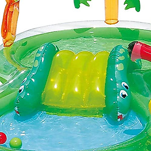 Summer Waves 8.5ft x 6.3ft x 50in Inflatable Jungle Kiddie Swimming Pool Splash Play Center with Slide and Sprinkler