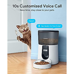 Automatic Cat Feeders, Katalic Clog-Free 4L Cat Food Dispenser with Sliding Lock Lid Storage Timed Feeder for Cat and Dogs with Voice Recorder, Programmable Meal & Portion