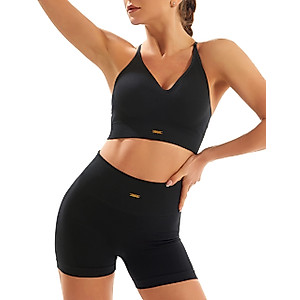 FRESOUGHT Matching Workout Sets for Women Cropped Tank Tops High Waisted 2 Piece Shorts Set for Women Outfit Black L