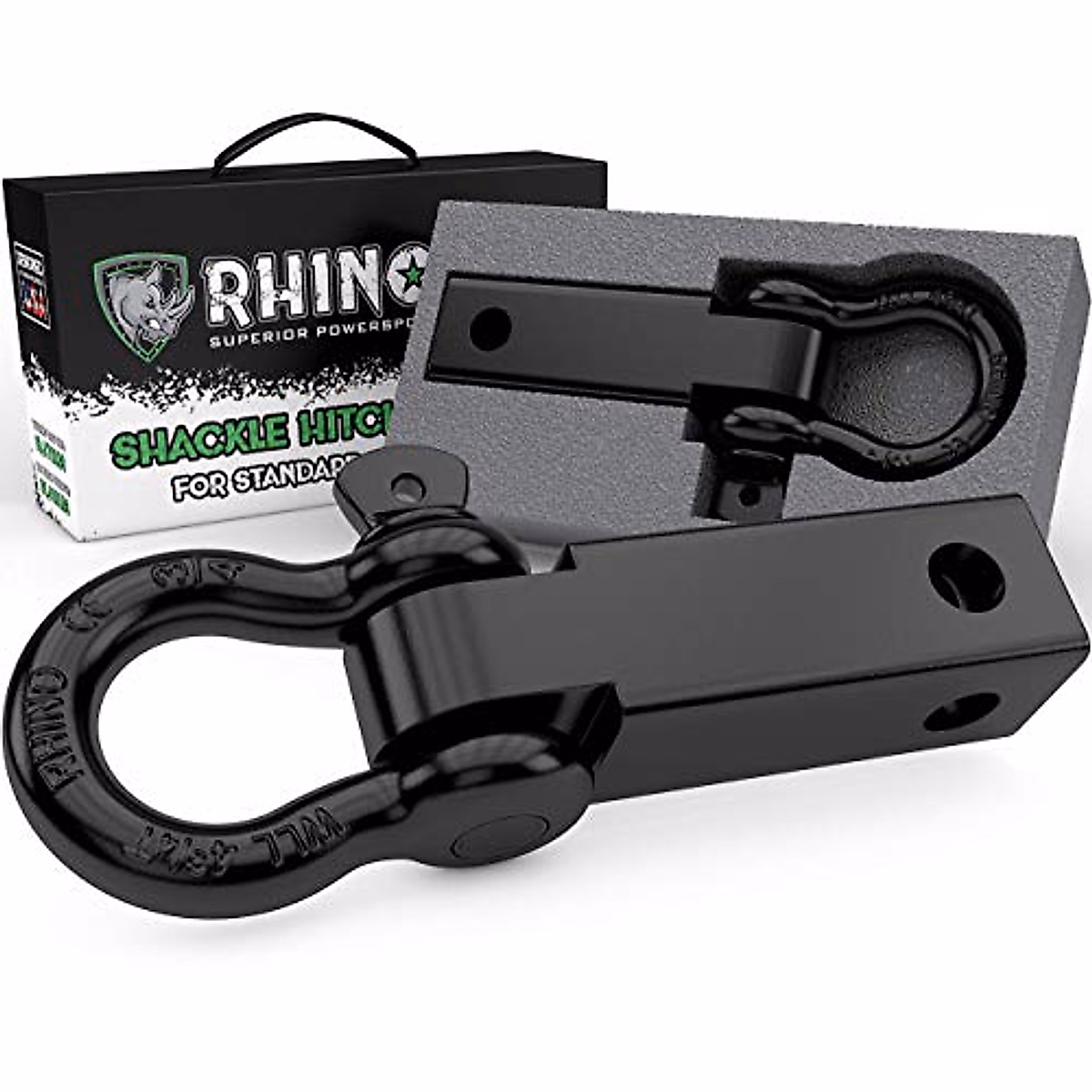 Rhino USA Shackle Hitch Receiver, Lock and Tightener Bundle - Includes Our Top Selling Recovery Shackle Hitch Plus Our Patented Hitch Lock and Anti-Rattle Hitch Tightener!