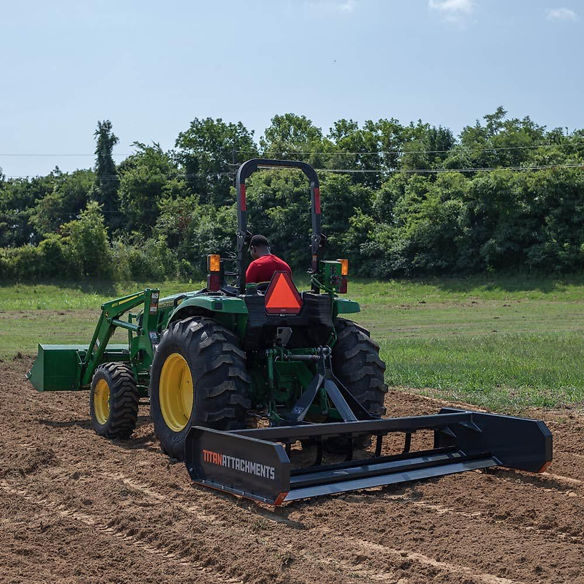 Titan Attachments 8 FT Land Leveler and Grader with Shanks for 3 Point Tractor Fits Cat 1 and Cat 2