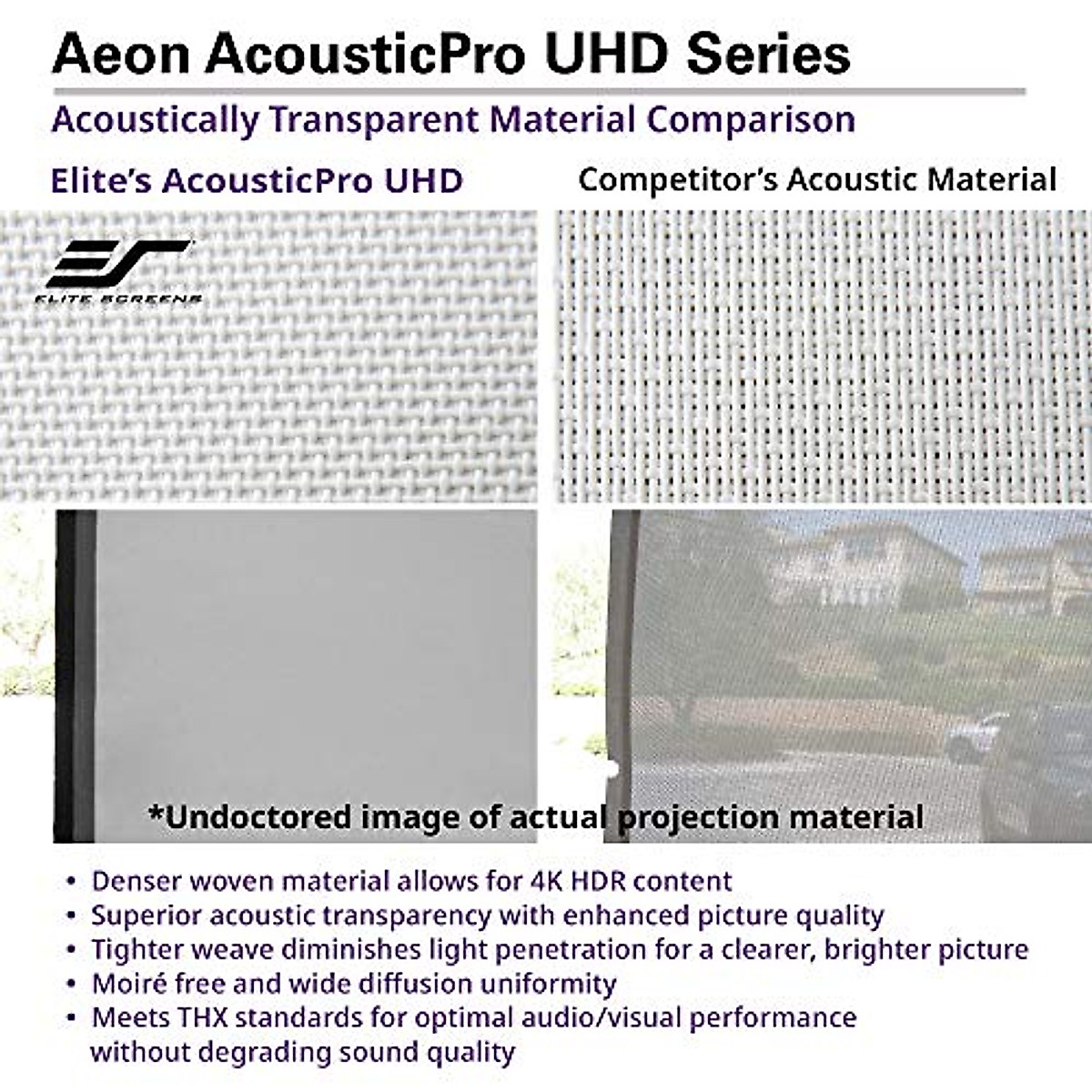 Elite Screens Aeon AUHD Series, 150-inch 16:9, 4K Home Theater Fixed Frame Edge Free Borderless Projection Sound Transparent Perforated Weave Projector Screen, AR150H2-AUHD