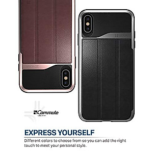 VENA iPhone Xs Max Wallet Case, vCommute (Military Grade Drop Protection) Flip Leather Cover Card Slot Holder with Kickstand Designed for Apple iPhone Xs Max - Space Gray