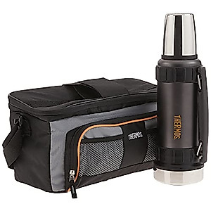Thermos Lunch Lugger Cooler and Beverage Bottle Combination Set, Gray