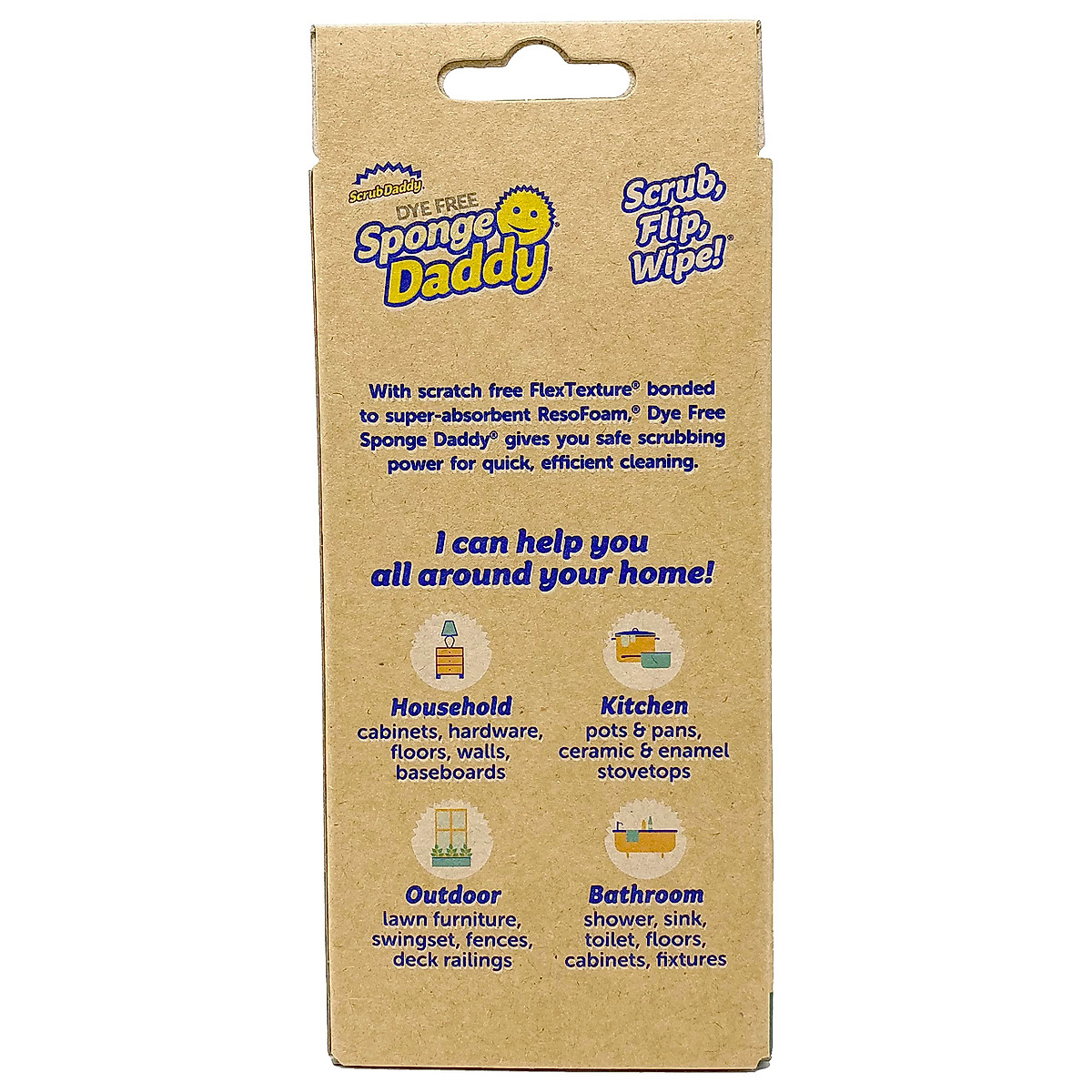 Sponge Daddy Dye-Free Sponges 3 Pack (Pack of 4, Includes 12 Sponges Total) All White Sponge, Dual-Sided Sponge and Scrubber, White Kitchen Sponges