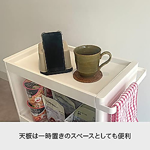 like-it HSW-302C Kitchen Wagon, Kitchen Cart, Kitchen Storage Cart with Casters, Slim 3 Tiers, Width 6.7 x Depth 18.9 x Height 26.0 inches (17 x 48 x 66 cm), White, Made in Japan