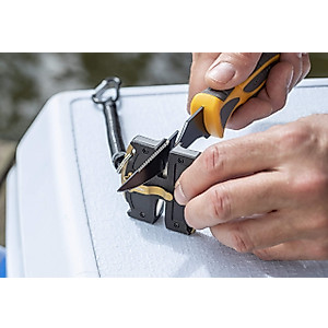 Smith’s 4” Lawaia Baitbreaker Fillet Knife w/ Gut Hook – Yellow & Grey – Corrosion-Resistant Stainless-Steel Blade - Serrated Edge - Plastic Sheath w/ Clip – Ergonomic Handle – Razor Sharp