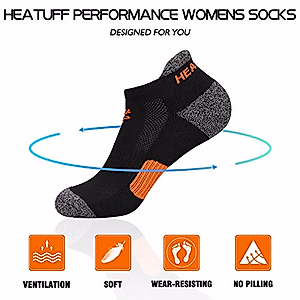 Heatuff Women's 12 Pairs Performance Athletic Ankle Socks Low Cut Cushioned Sock with Heel Tab