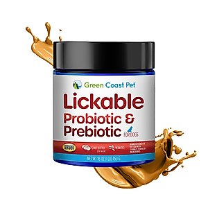 Green Coast Pet Lickable Actives Probiotic & Prebiotic Supplement for Dogs, 16 oz | Made in USA | 30 Day Supply