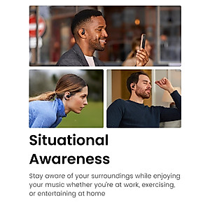 SHOKZ OpenFit - Open-Ear True Wireless Bluetooth Headphones with Microphone, Earbuds with Earhooks, Sweat Resistant, Fast Charging, 28HRS Playtime, Compatible with iPhone & Android