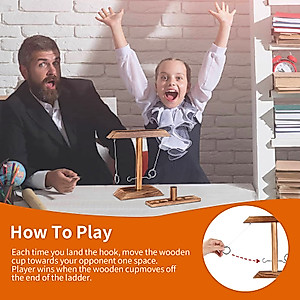 Dippyy Ring Toss Game for Adults - Wooden Ring Hook Tossing Game, Hook and Ring Game On a String, 2 Player Battle Ring Hook Game, Table Top Ring Swing Game for Outdoor, Party