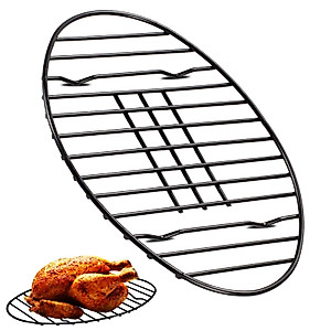 Oval Roasting Rack with Integrated Feet, Non-Stick Coating, Baking Rack Easy to Clean for Cooking, Roasting, Drying, Grilling 12×8.5 inches Black