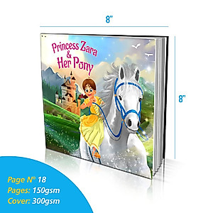 Personalized Story Book by Dinkleboo - The Princess and Her Pony - for Girls Aged 0 to 8 Years Old - A Story About Your Daughter’s Adventure with Her Pony - Soft Cover (8"x 8")