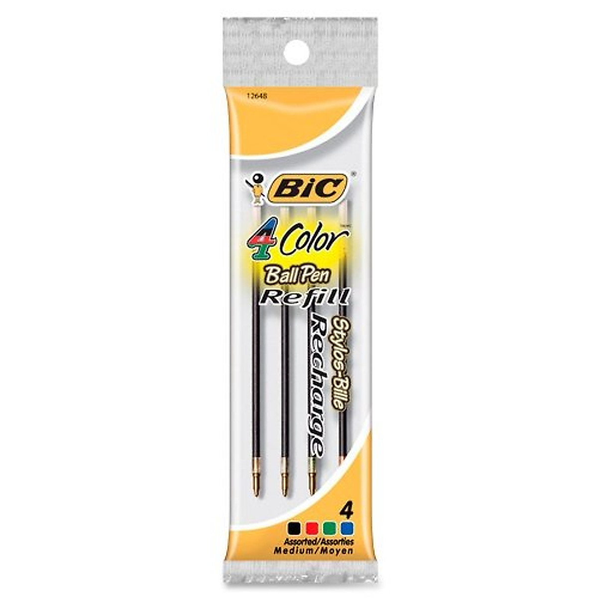 BIC 4 Color Refills - Medium Point 1.0mm 4ct, Assorted (MRM41-Ast)