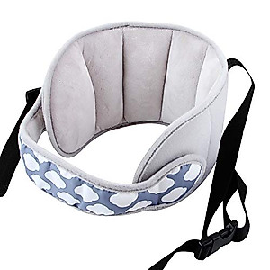 vocheer Baby Car Seat Head Support Band, Adjustable Carseat Sleep Nap Aid Holder Belt Head Protection Strap for Kids 1-5 Years Old Gray
