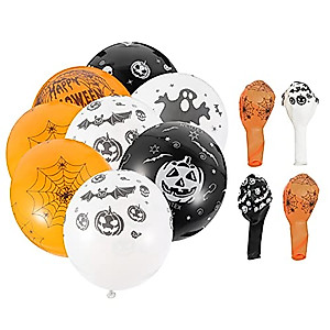 jojofuny 600 pcs Decorations Halloween Happy Balloons Pumpkin Gray Black Punch Orange Web Decoration Party Unique Balloon for Random Spider Ghost Style Supplies Festival Decor Pretty Latex