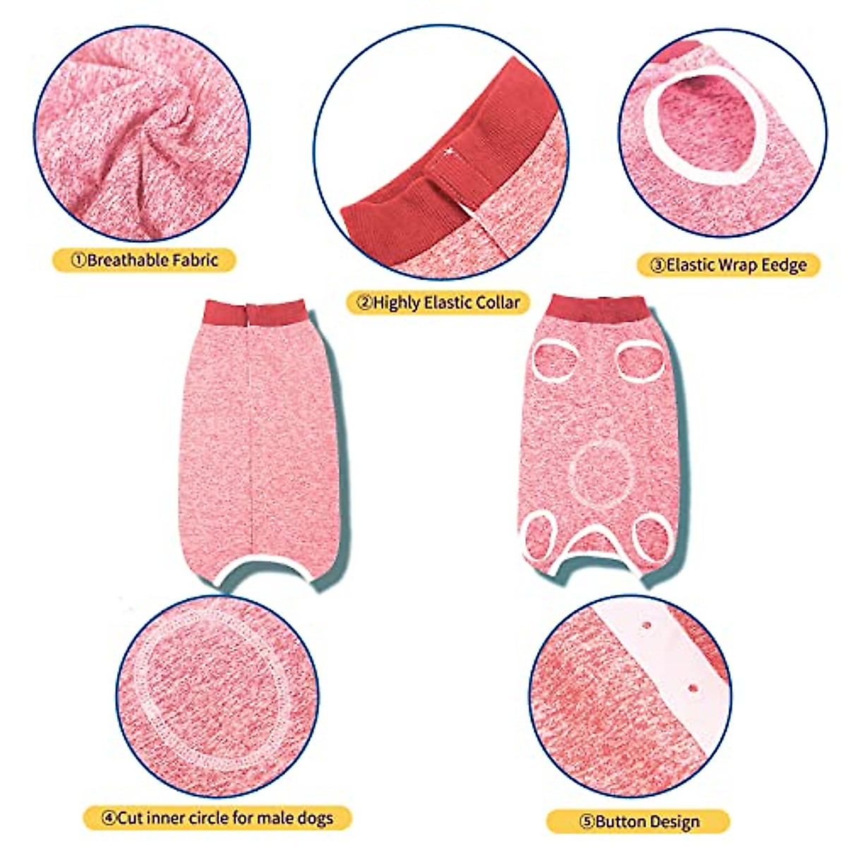 Tonqixope Dog Surgery Recovery Suit-Comfortable & Breathable Dog Recovery Suit After Surgery,Dog Surgical Recovery Suit Female Male,Prevent Licking Dog Onesies,Substitute E-Collar & Cone-Pink Small