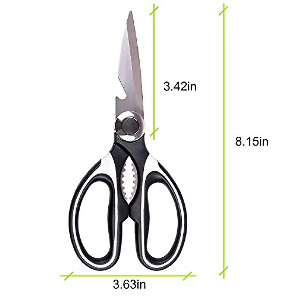 Clear Style Kitchen Shears Stainless Steel Utility Scissors Heavy Duty Multipurpose Kitchen Scissors, Dishwasher Safe, Perfect for Preparing Beef, Chicken, Vegetables, Fish, Black and White (2 Pack)