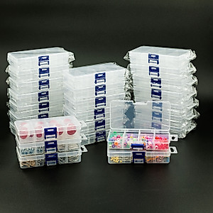 Element 115 25-Pack Small Plastic Storage Box Case Container Snackle Box 10 Grid (2.6" x 5") for Beads, Tackle Box, Fishing Hooks, Bobs, Buttons, Jewelry (Grid Size is .93" x 1.17") Pack of 25