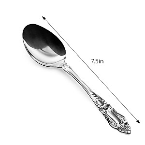 DecorRack 12 pieces Dinner Spoons, Food Grade Stainless Steel Spoons, 7.5 inches, Flatware for Home, Restaurant, Dishwasher Safe. (12 Pack)