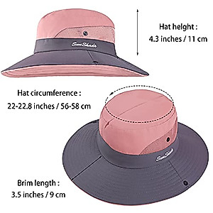 Cooraby 4 Pack UV Women Summer Sun Hat Ponytail Hole Cap Wide Brim Hat Beach Cap for Hiking and Fishing