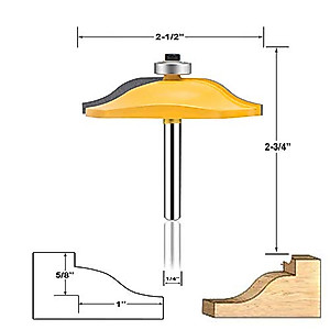 OLETBE Router Bit Set 3 PCS 1/4-Inch Shank Round Over Raised Panel Cabinet Door Rail and Stile Router Bits, Woodworking Wood Cutter, Wood Carbide Groove Tongue Milling Tool(Yellow)
