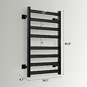 Colliford Towel Warmer, Towel Heater Rack for Bathroom, 8-bar Electric Towel Dryer Wall-Mounted Plug-in Bath Heater, 201 Stainless Steel Hot Towel Rack with Timer and Smart Temperature Control