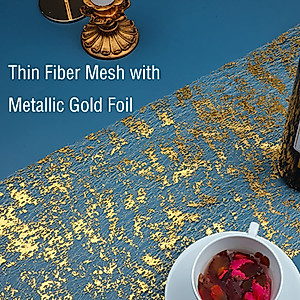 Snowkingdom 2 Pieces Gold Table Runner, Sequin Glitter Foil Metallic Gold Thin Mesh Table Runner Roll 11"x108", Gold Table Decorations for Event Party, Wedding, Birthday Party , Christmas