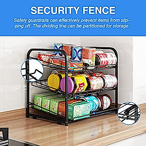 AIYAKA 3 Tier Stackable Can Rack Organizer,for food storage,kitchen cabinets or countertops,Storage for 36 cans,2-piece,Black