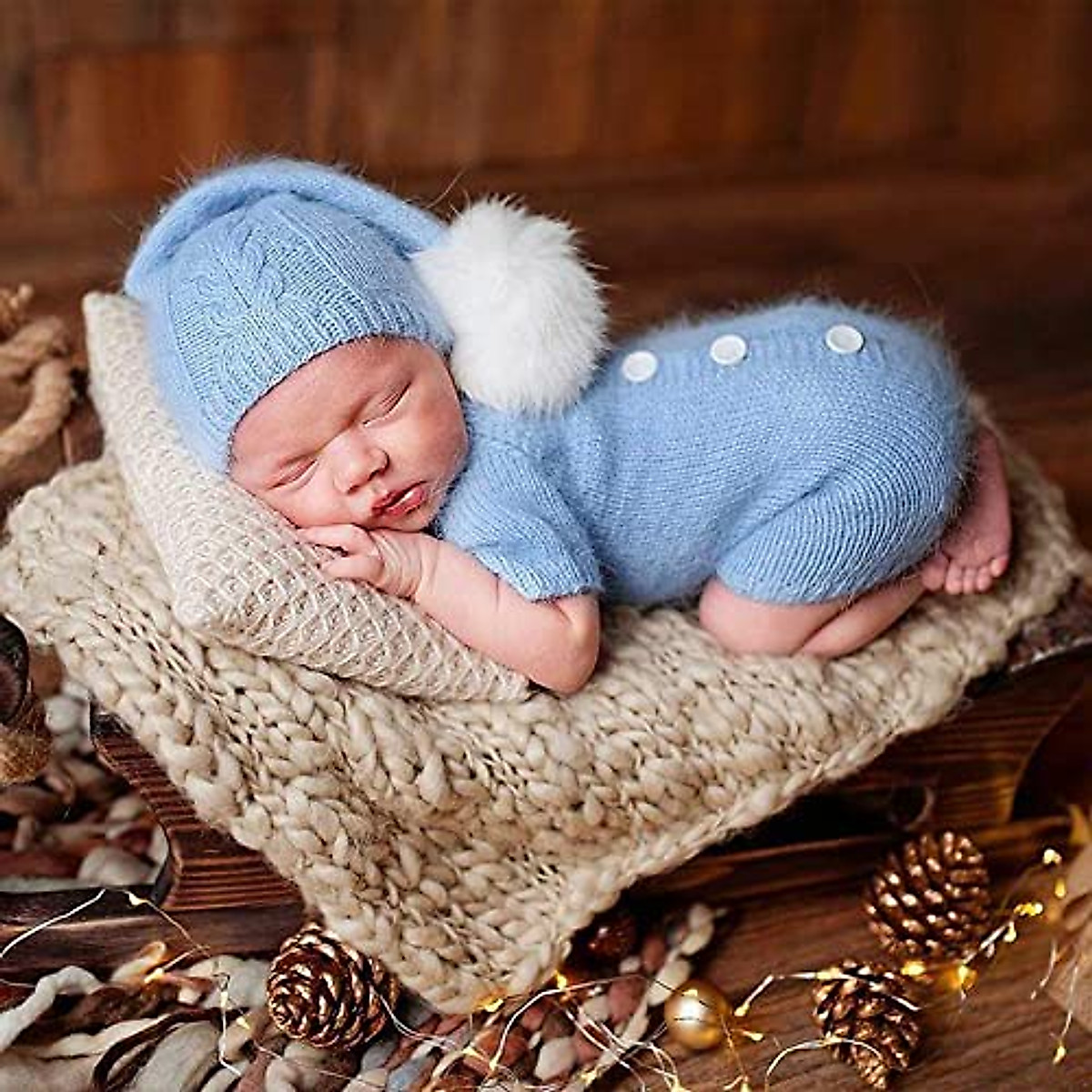 M&G House Newborn Wrap Baby Photography Wool Wrap Baby Photo Props Baskets Filler Rug(Beige)