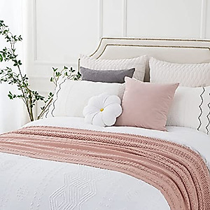 BATTILO HOME Dusty Pink Throw Blanket for Couch, Decorative Accent Soft Blush Throw Blankets for Bed Sofa Chair, 50"x80"