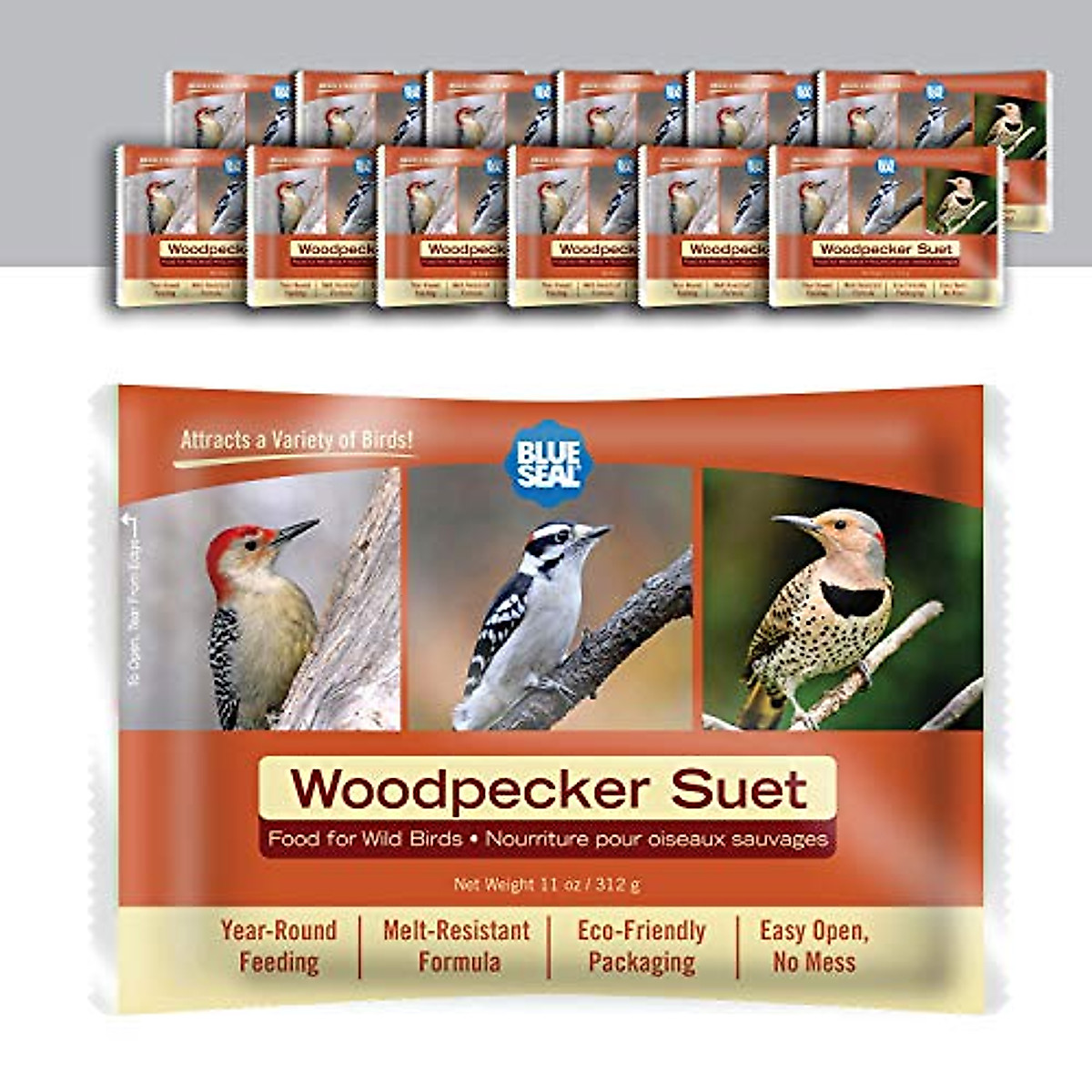 Blue Seal Woodpecker Bird Suet Cake | No Mess Wild Bird Suet | 11oz (12 Pack)