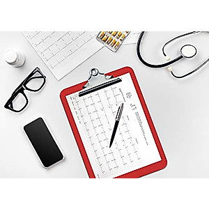 Red Plastic Clipboards, 12 Pack, Durable, 12.5 x 9 Inch, Standard Metal Clip, by Better Office Products, Red, Set of 12