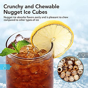 Nugget Ice Maker Countertop with Soft Chewable Ice, Zstar 10,000pcs/44Lbs/Day, Portable Ice Machine with Ice Scoop, Self-Cleaning and Timer Function, Ice Maker with Ice Basket for Kitchen Office