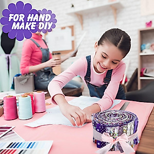 Kingdder 70 Pcs Floral Cotton Fabric Patchwork Roll 2.55 x 39.4 Inch Cotton Quilting Fabric Roll up Cotton Fabric Quilting Strips Precut Patchwork Roll for Craft Sewing DIY Crafts (Purple Flower)