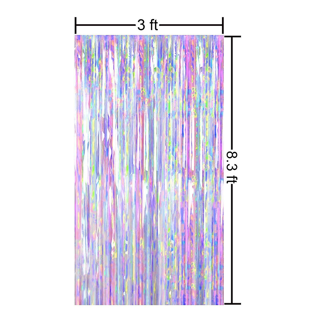 2pcs 3ft x 8.3ft Shiny Corlorful Metallic Tinsel Foil Fringe Curtains Photo Booth Props for Engagement Bridal Shower Bachelorette Baby Shower Bachelorette Holiday Celebration Party Decorations