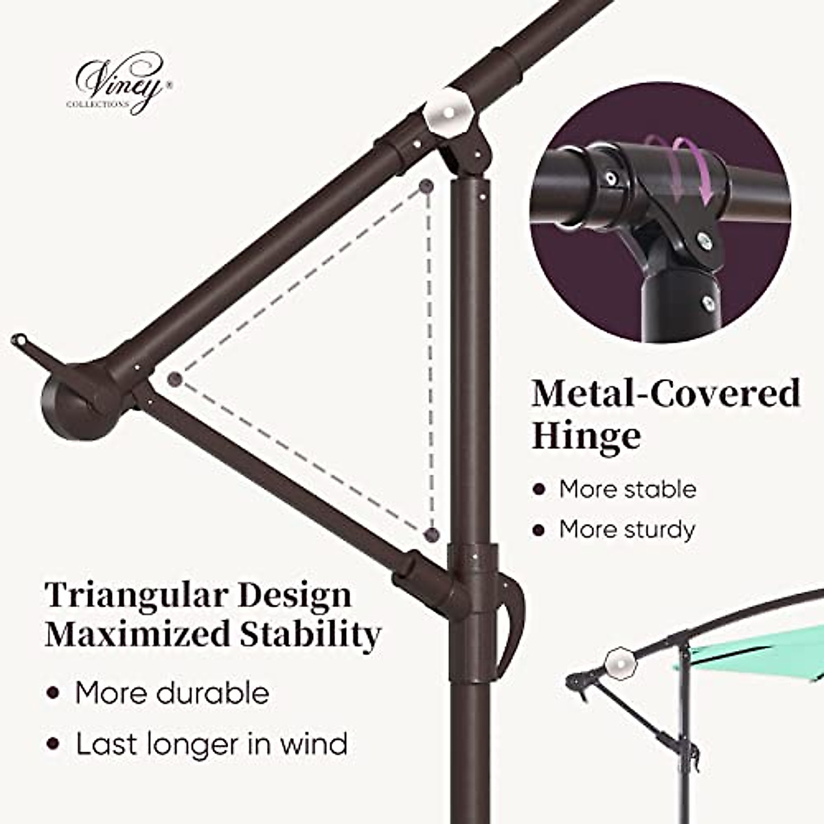 VINEY 10ft Patio Offset Umbrellas Cantilever Umbrella, Large Outdoor Umbrella w/Infinite Tilt, Waterproof UV Protection & Cross Base for Backyard, Poolside, Lawn and Garden (Mint Green)