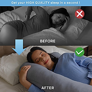 EKLO Pregnancy Pillows, U-Shape Full Body Pillow – Cooling Cover Grey – Pregnancy Pillows for Sleeping – Body Pillows for Adults, Maternity Pillow and Pregnancy Must Haves