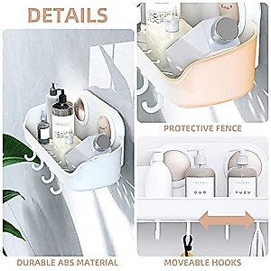 TAILINK 2 Packs Shower Caddy Suction Cup, One Push Assembly Shower Organizer No Drilling Shower Basket Powerful Shower Shelf Bathroom Storage Shampoo Holder Shower Caddy Basket Kitchen Shelf