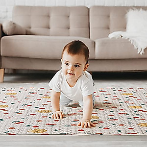 Soft Cotton Baby Play Mat for Babies and Toddlers Tummy Time Mat,Baby Activity Mat for Floor,Foldable Crawling Mat for Indoor & Outdoor Use