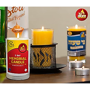 3 Day Yahrtzeit Candle - 1 Pack - 72 Hour Kosher Memorial and Yom Kippur Candle in Glass Jar