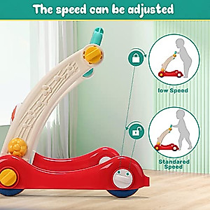 CUTE STONE Baby Gym Play Mat & Baby Learning Walker, Baby Activity Mat with Play Piano, Musical Activity Center with Lights, Baby Push Walkers & Tummy Time Mat for Infant Newborn Toddlers