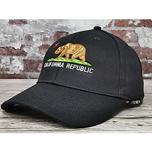 Hepandy California Cali Bear Flag Embroidered Baseball Caps for Women Men Girl, Adjustable Cotton Black Dad Hat Snapback Trucker Hat