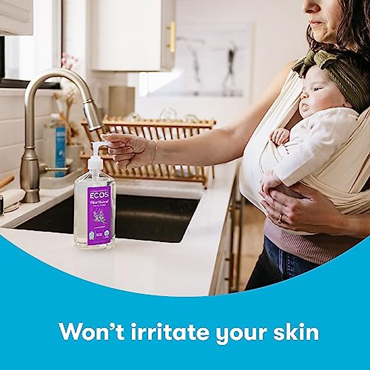 ECOS Hypoallergenic Hand Soap - All Natural pH-Balanced Handwash Soap with Vitamin E - Safe for Sensitive Skin - Lavender - 17 Oz Bottle (6 pack)