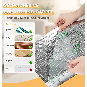 Trimmable Cat Scratching Mat, 78.7"x15.8" Self-Adhesive Cat Scratching Post Pad, Cat Tree Shelves Cover Replacement, DIY Versatile Protector for Steps, Couch and Furniture