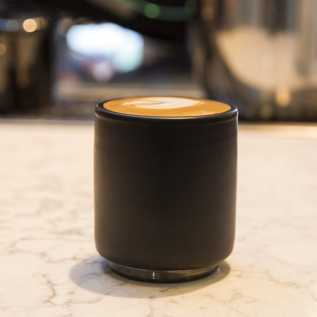 Fellow Monty Milk Art Cups - Double Wall Ceramic Cortado Mug, Matte Black with Graphite Base, 4.5 oz Cup