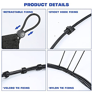 Under Desk Cable Management Net Kit, 27 x 10 in Stretchable Under Desk Cable Management Net, Under Desk Cord Organizer Net, for All Under Desk Cable Management