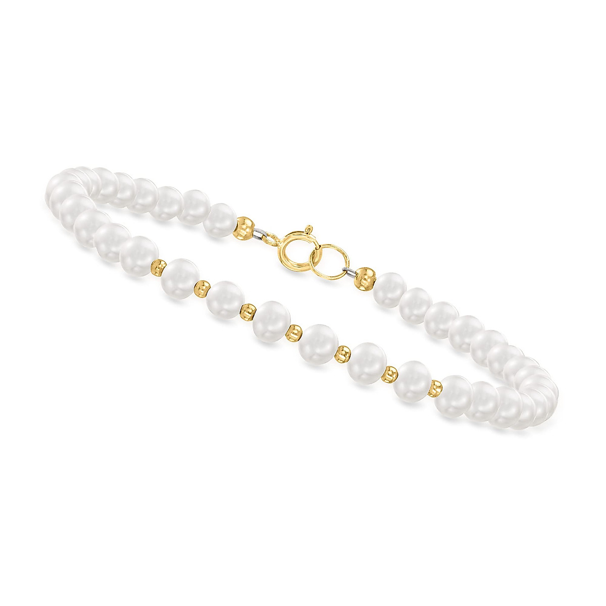 Canaria 4-5mm Cultured Pearl Bead Bracelet in 10kt Yellow Gold. 7 inches